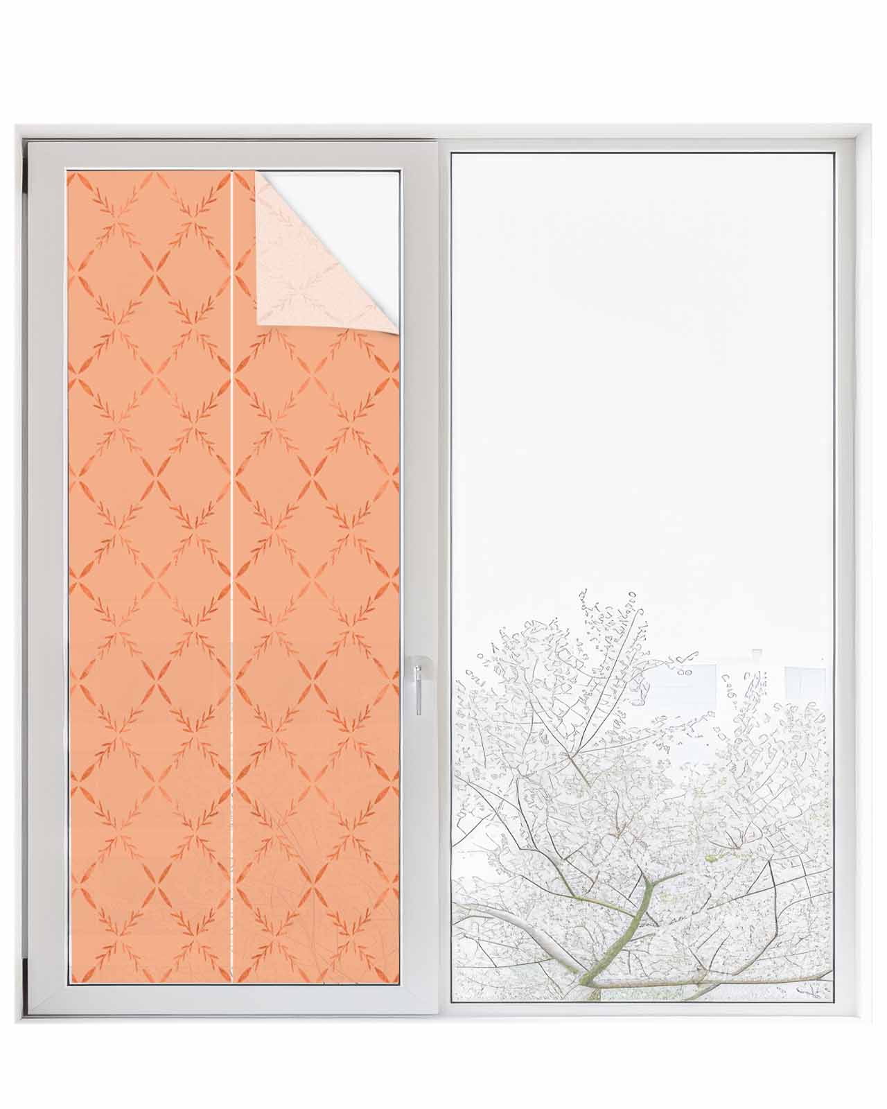 Window Privacy Film, Peach Fuzz Rhombus Plaid UV Sun Blocking Window ...