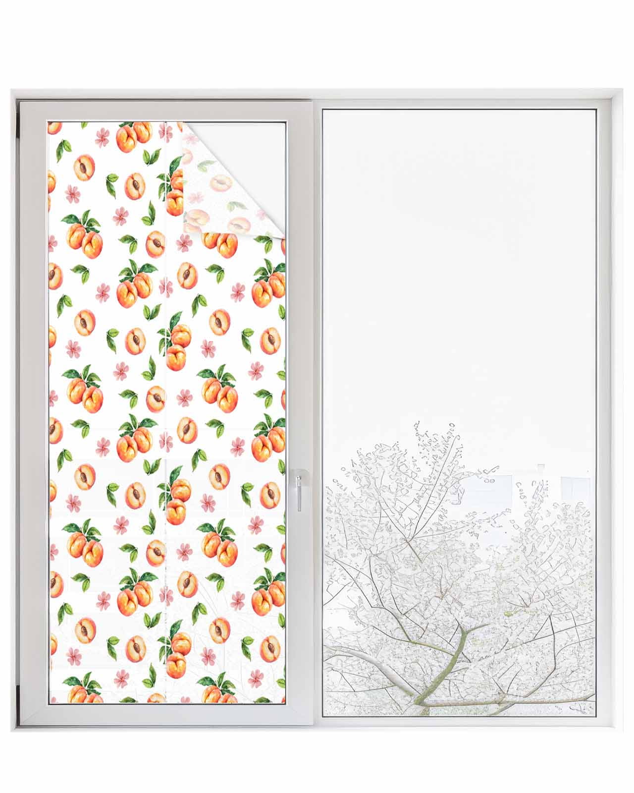 Window Privacy Film Peaches Flower Stained Glass Window Film Decorative ...