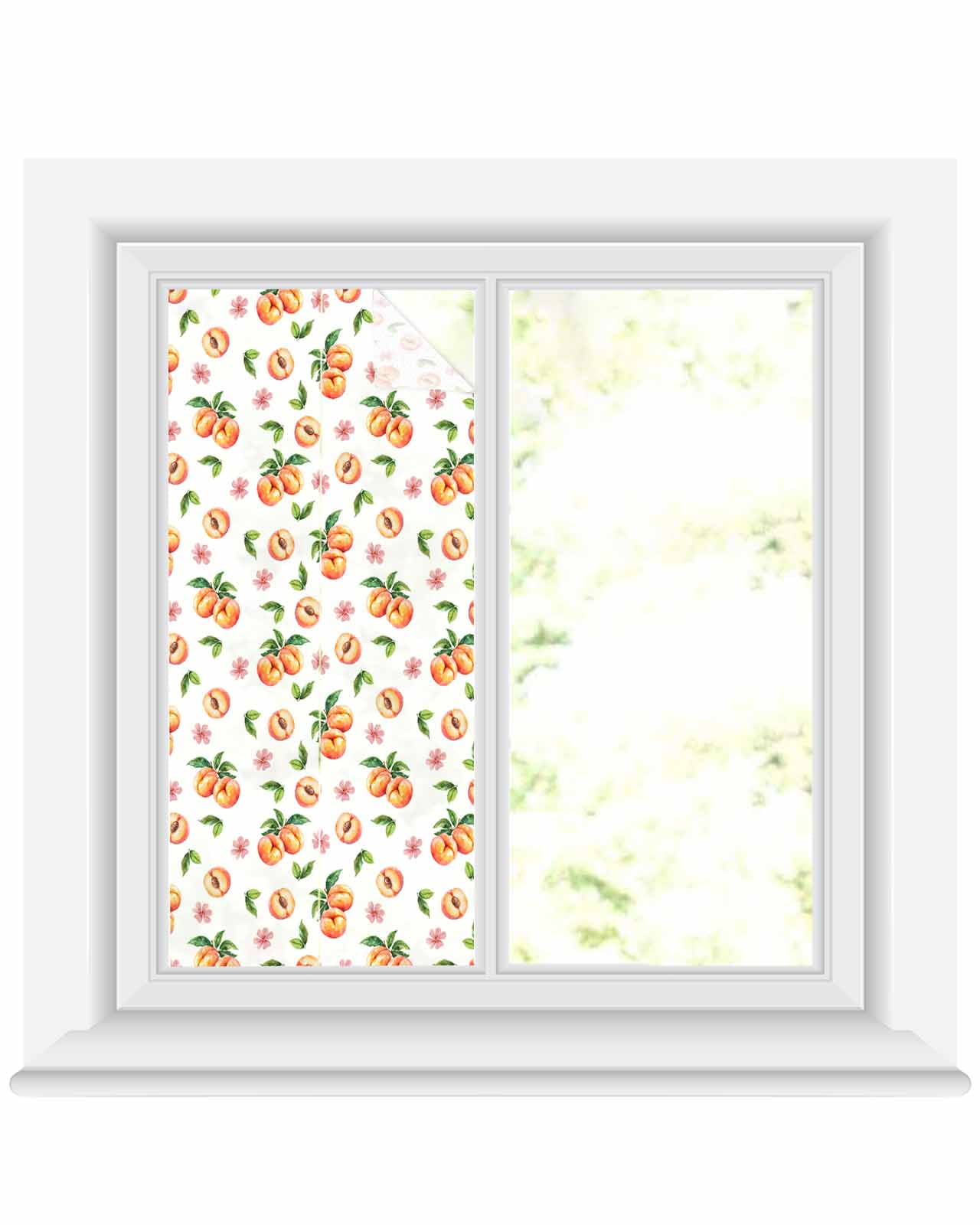 Window Privacy Film Peaches Flower Stained Glass Window Film Decorative ...