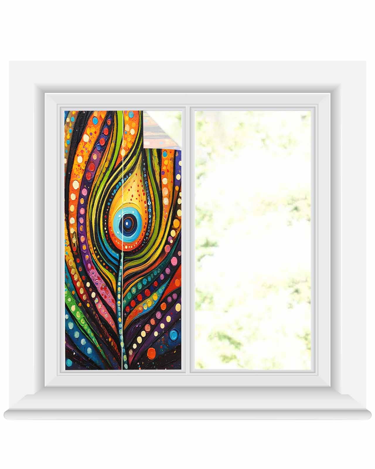 Window Privacy Film Peacock Feathers Eye Stained Glass Window Film Decorative Sun Block Window ...