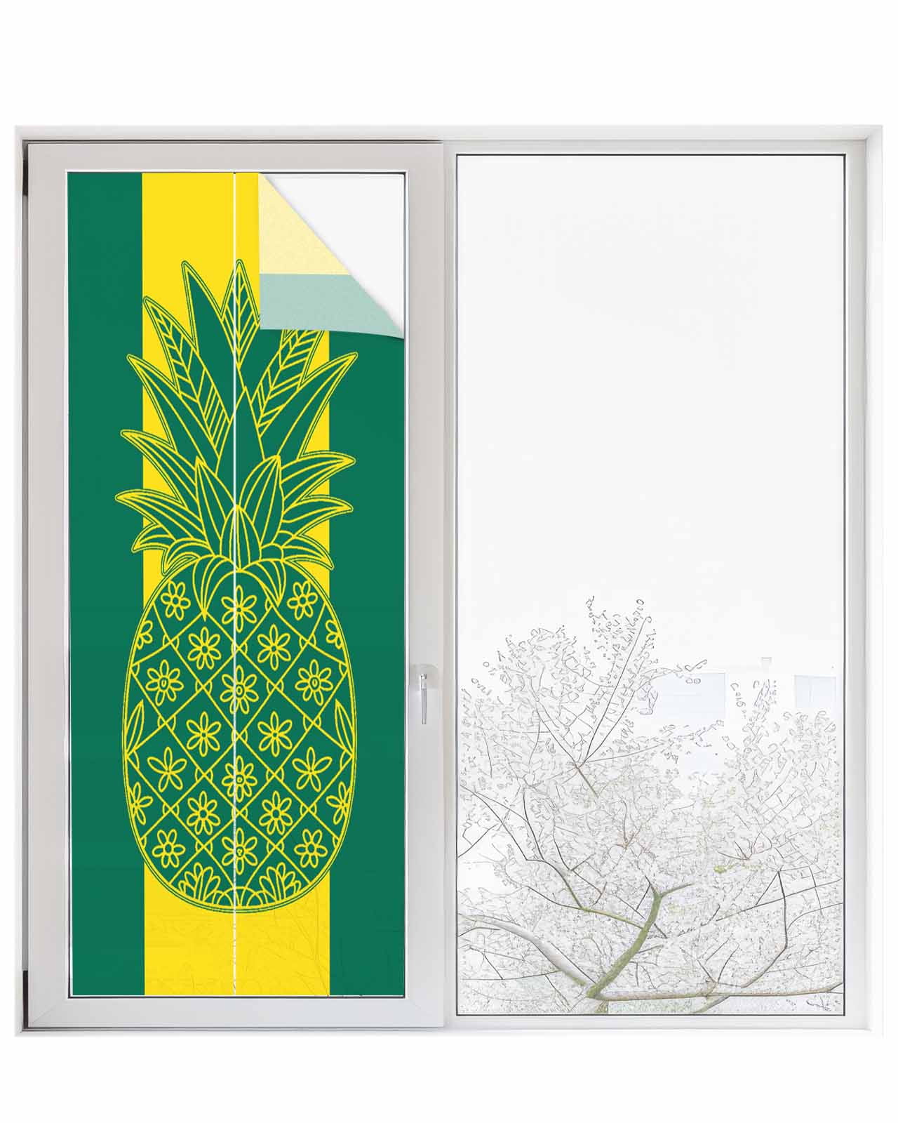 Window Privacy Film Pineapple Stained Glass Window Film Decorative Sun ...