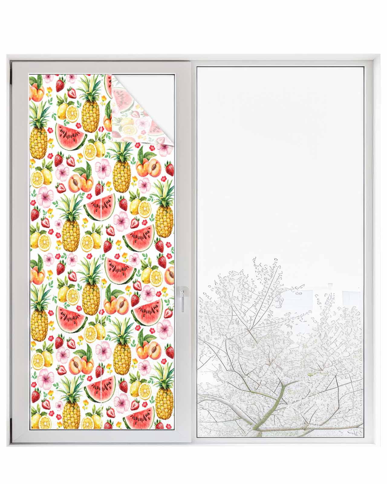 Window Privacy Film Pineapple Stained Glass Window Film Decorative Sun ...
