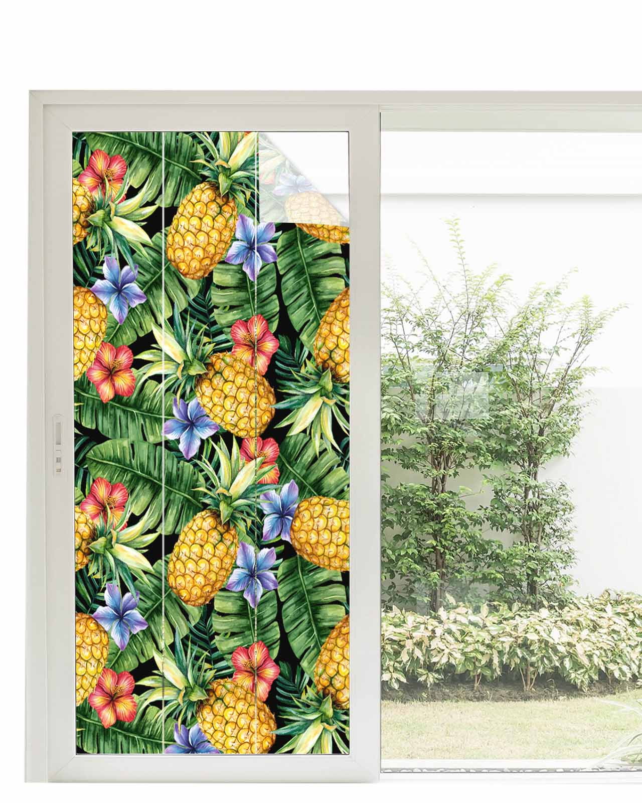 Window Privacy Film Pineapple Stained Glass Window Film Decorative Sun ...