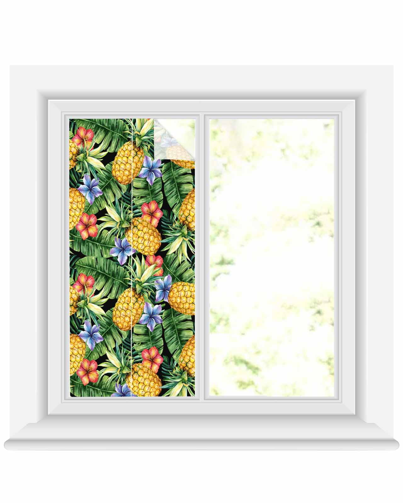 Window Privacy Film Pineapple Stained Glass Window Film Decorative Sun ...