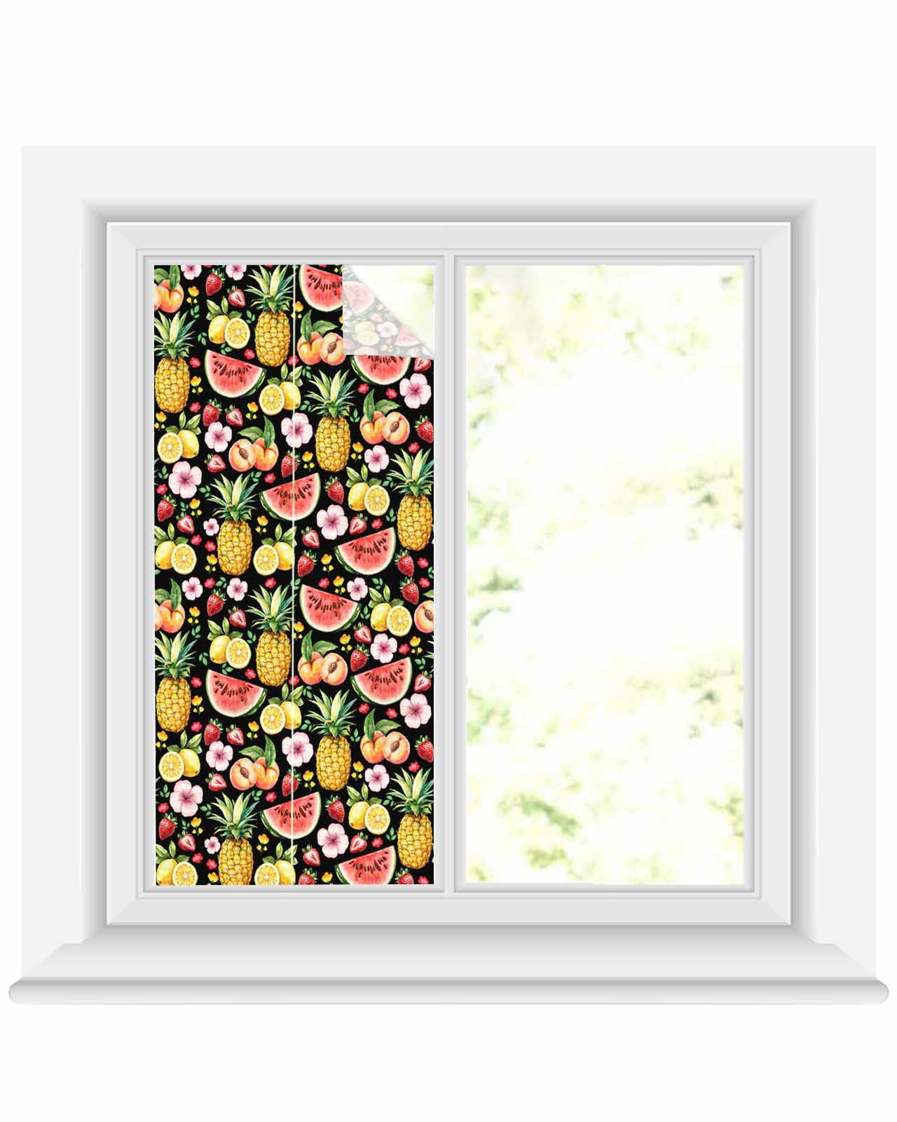 Window Privacy Film Pineapple Stained Glass Window Film Decorative Sun ...