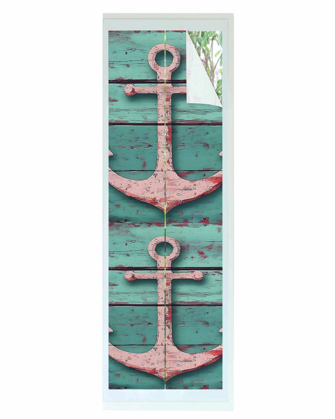 Window Privacy Film Pink Anchor Stained Glass Window Film Decorative ...