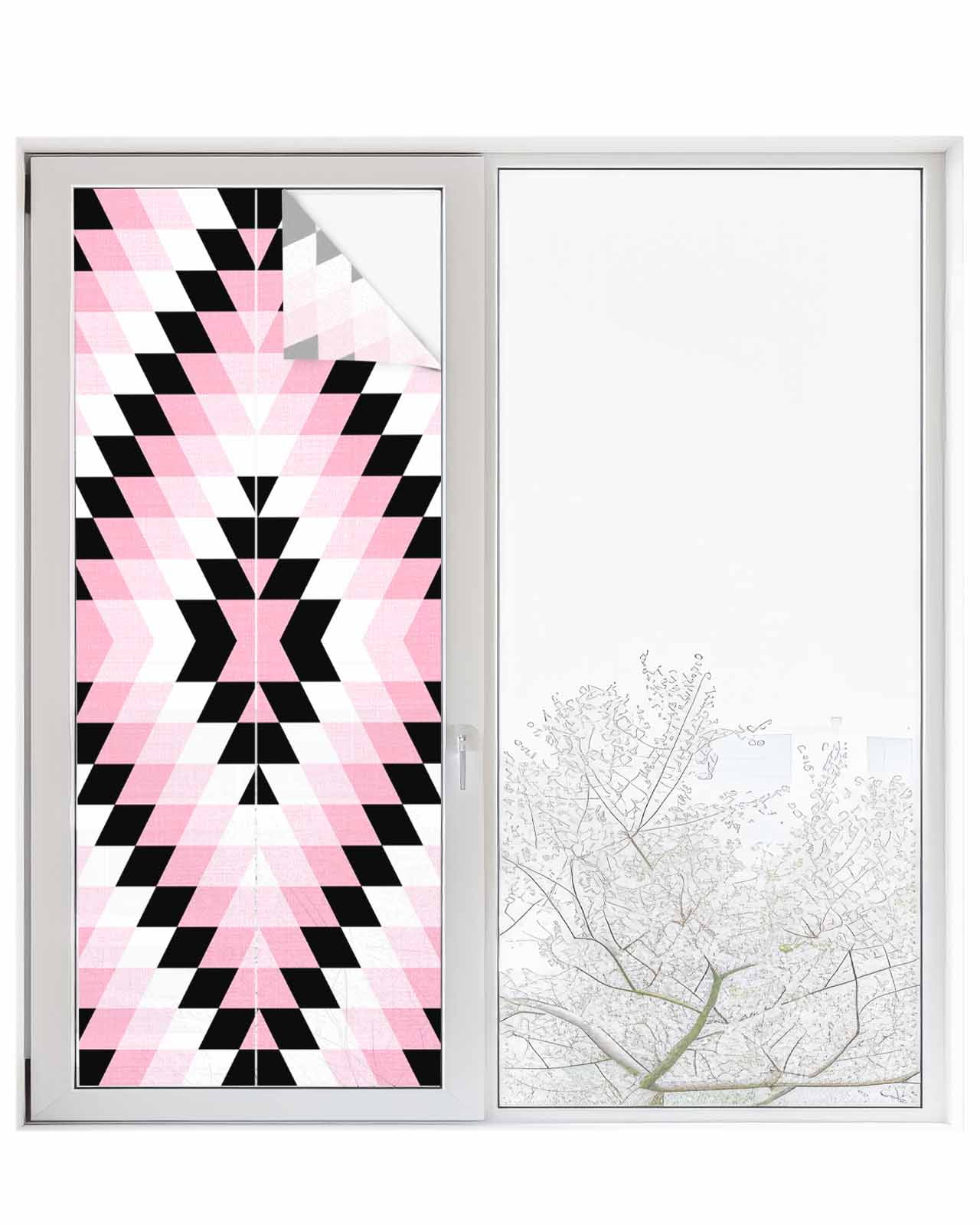 Window Privacy Film, Pink Black Aztec Southwest UV Sun Blocking Window ...