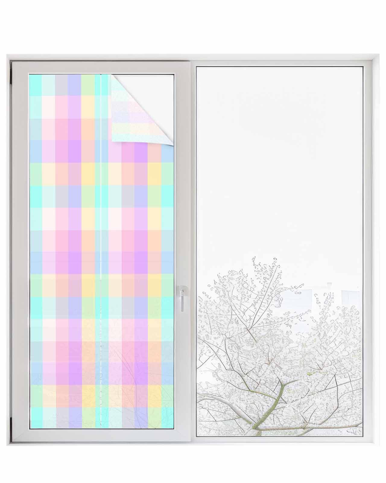 Window Privacy Film Pink Blue Stained Glass Window Film Decorative Sun ...
