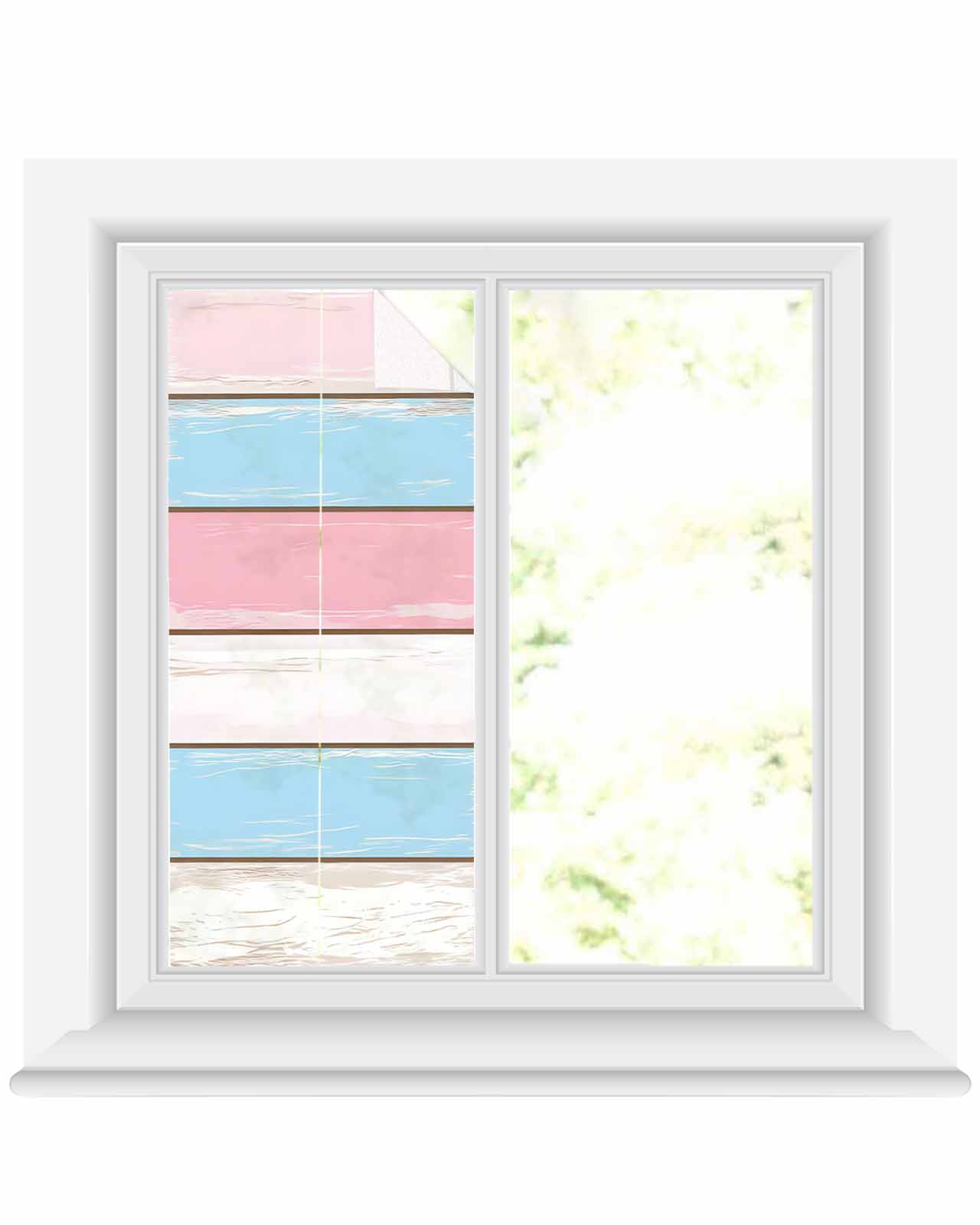 Window Privacy Film Pink Blue Wood Grain Stained Glass Window Film ...
