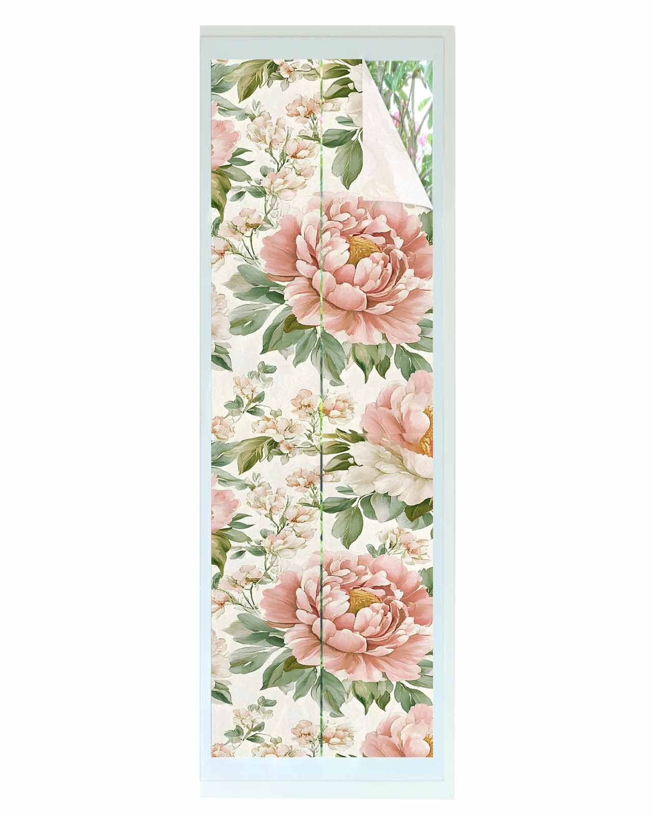 Window Privacy Film Pink Botanical Peony Stained Glass Window Film ...