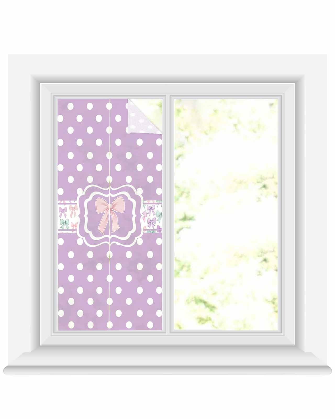 Window Privacy Film Pink Bow Stained Glass Window Film Decorative Sun ...