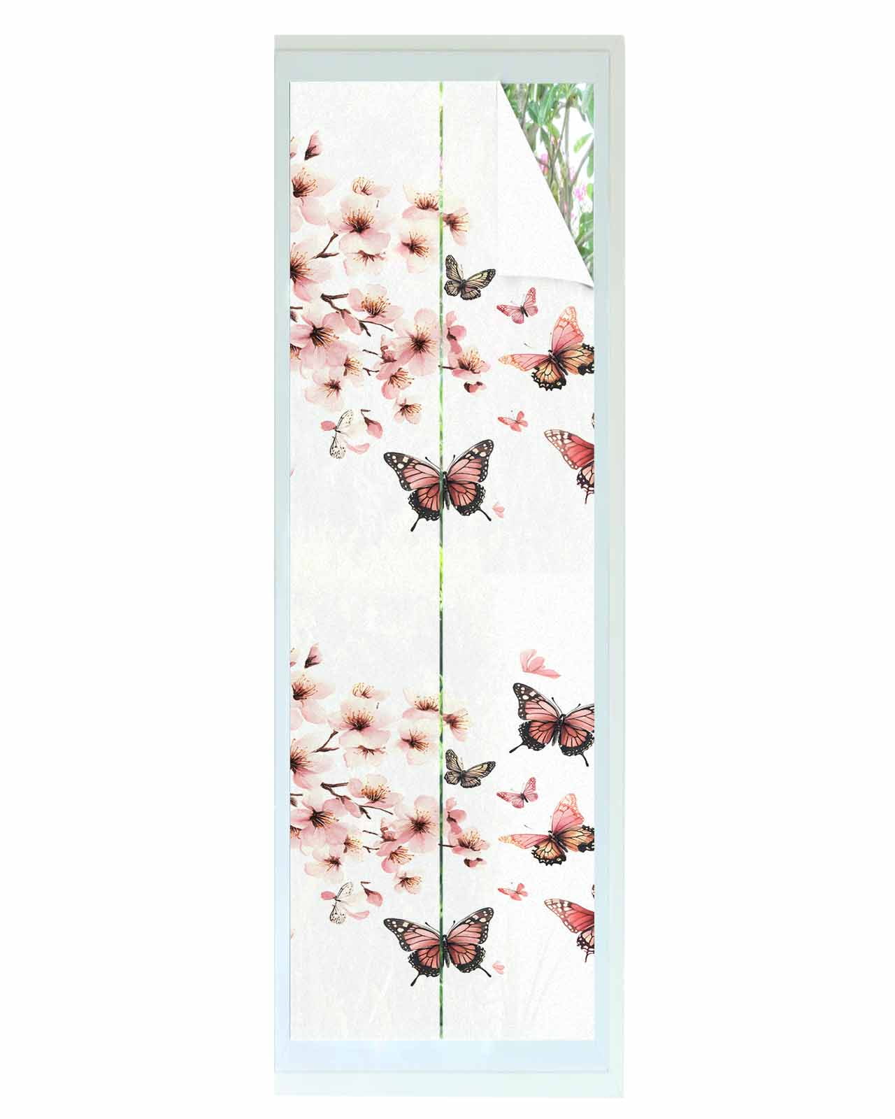 Window Privacy Film Pink Butterfly Floral Stained Glass Window Film ...