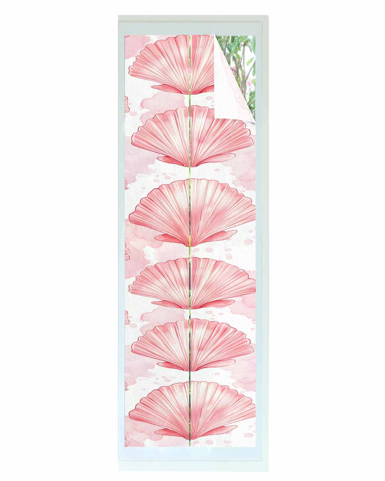 Window Privacy Film Pink Coastal Shell Stained Glass Window Film ...