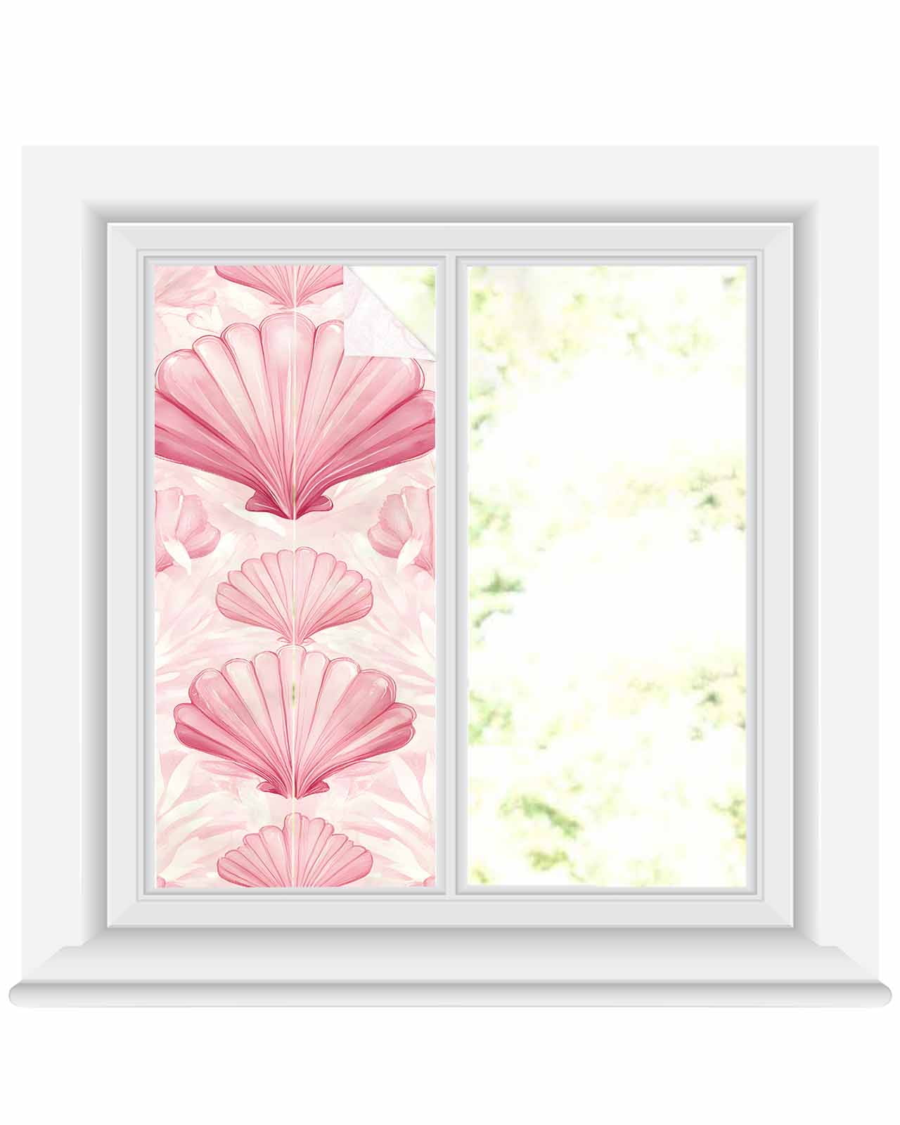 Window Privacy Film Pink Coastal Stained Glass Window Film Decorative ...