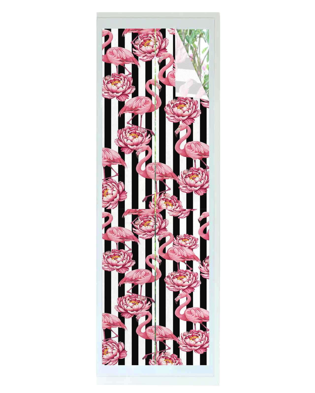 Window Privacy Film Pink Flamingos Stained Glass Window Film Decorative ...