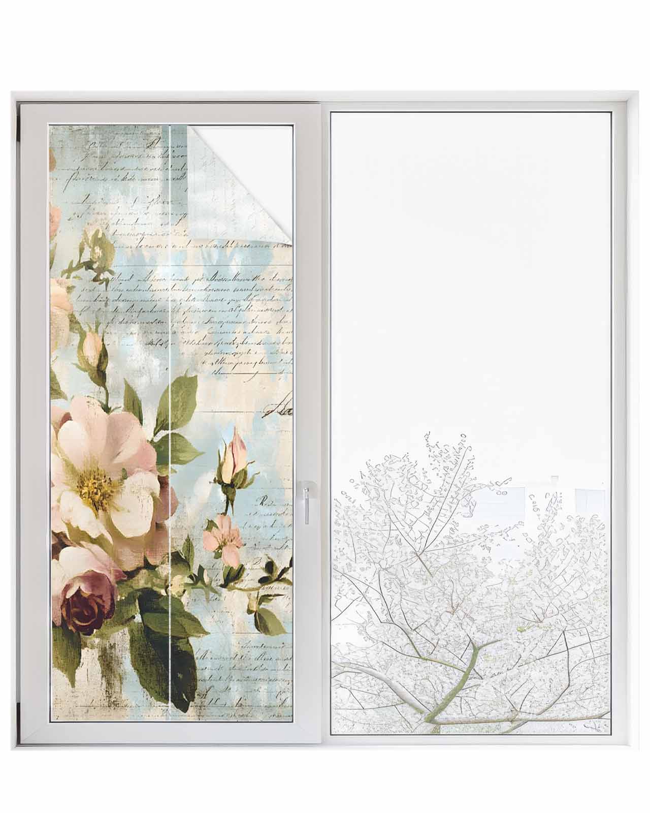 Window Privacy Film Pink Floral Spring Stained Glass Window Film ...