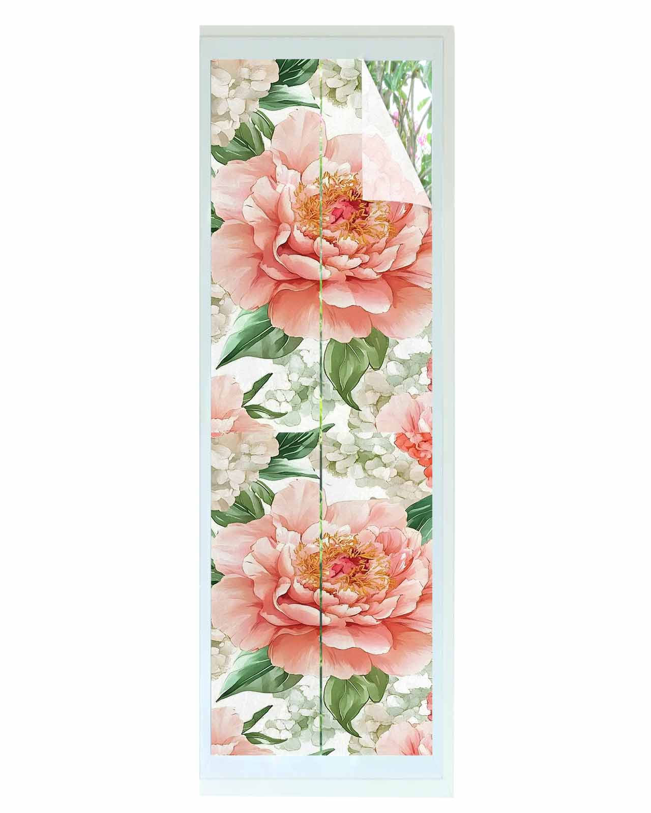 Window Privacy Film Pink Peony Blossom Stained Glass Window Film ...