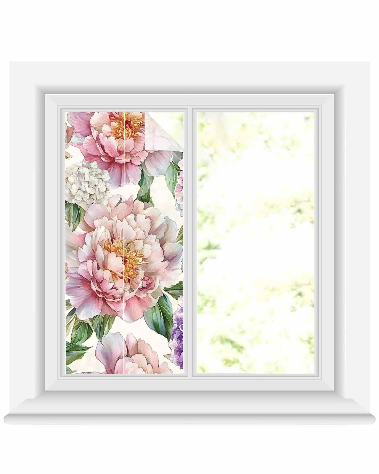 Window Privacy Film Pink Purple Hydrangea Stained Glass Window Film ...