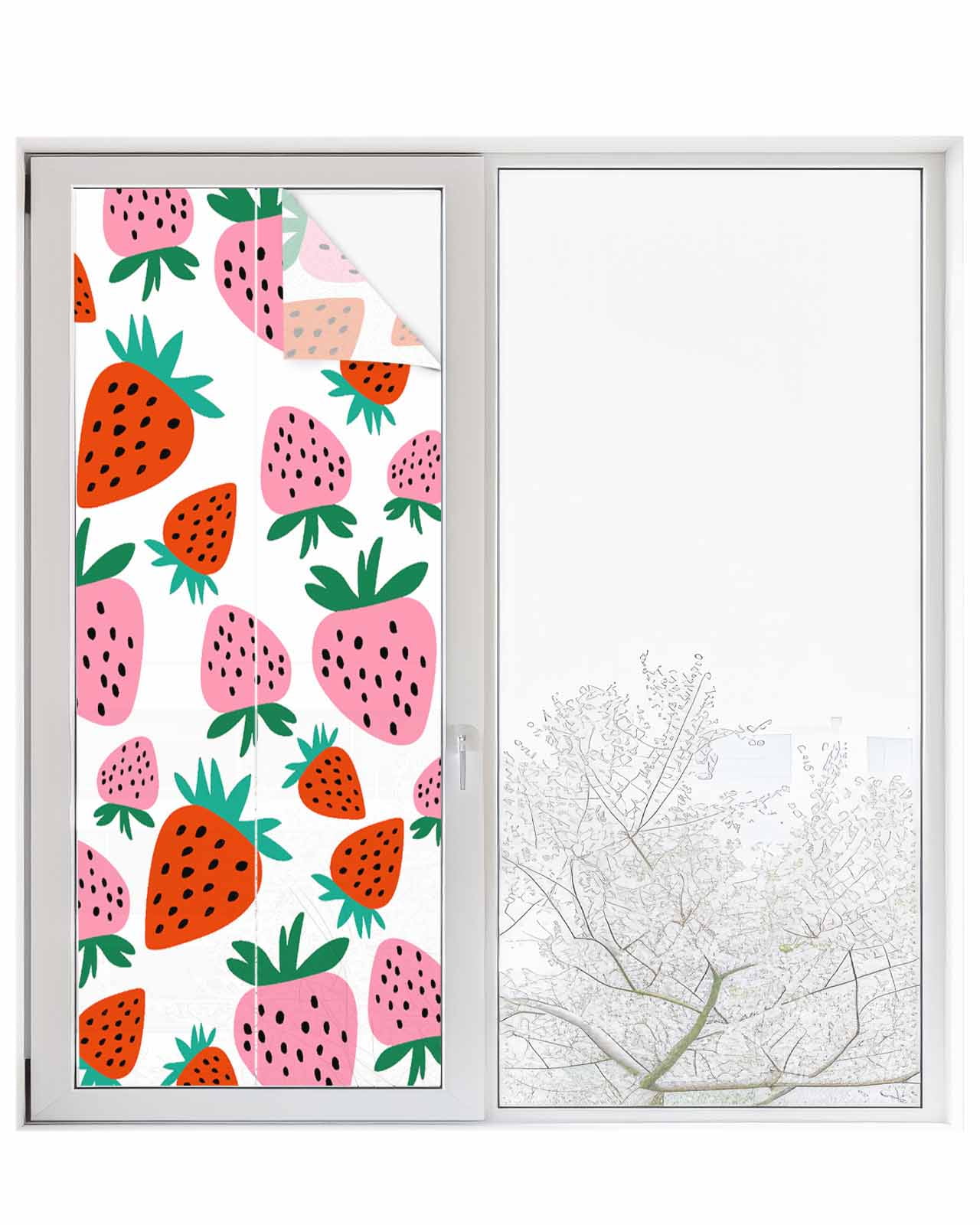 Window Privacy Film Pink Red Strawberry Stained Glass Window Film ...