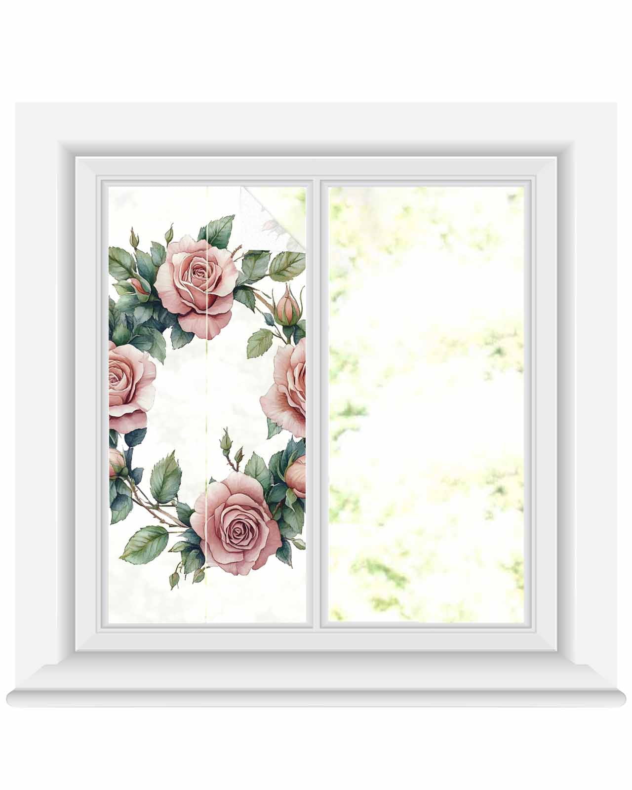 Window Privacy Film Pink Rose Floral Stained Glass Window Film ...
