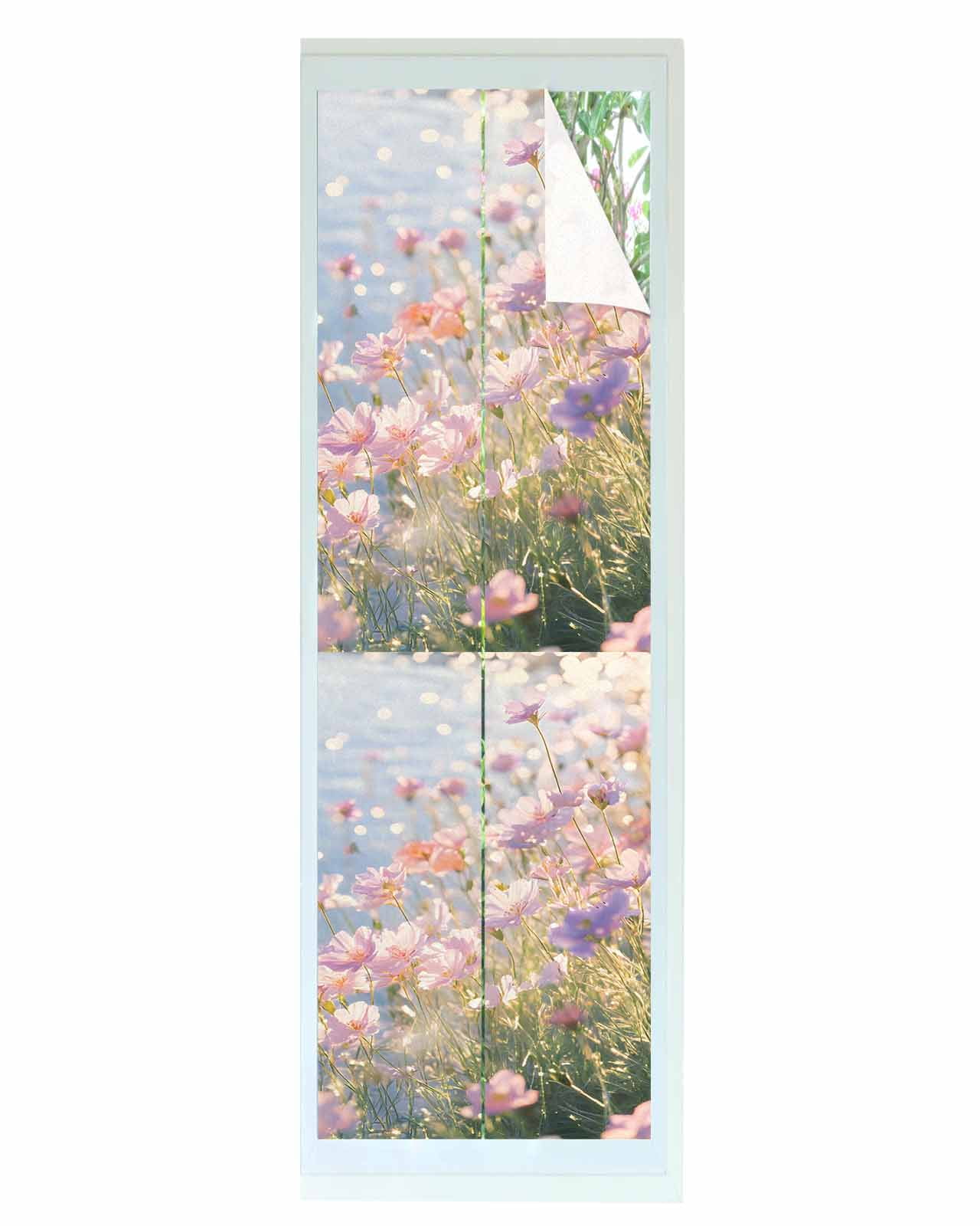 Window Privacy Film Pink Spring Floral Stained Glass Window Film ...