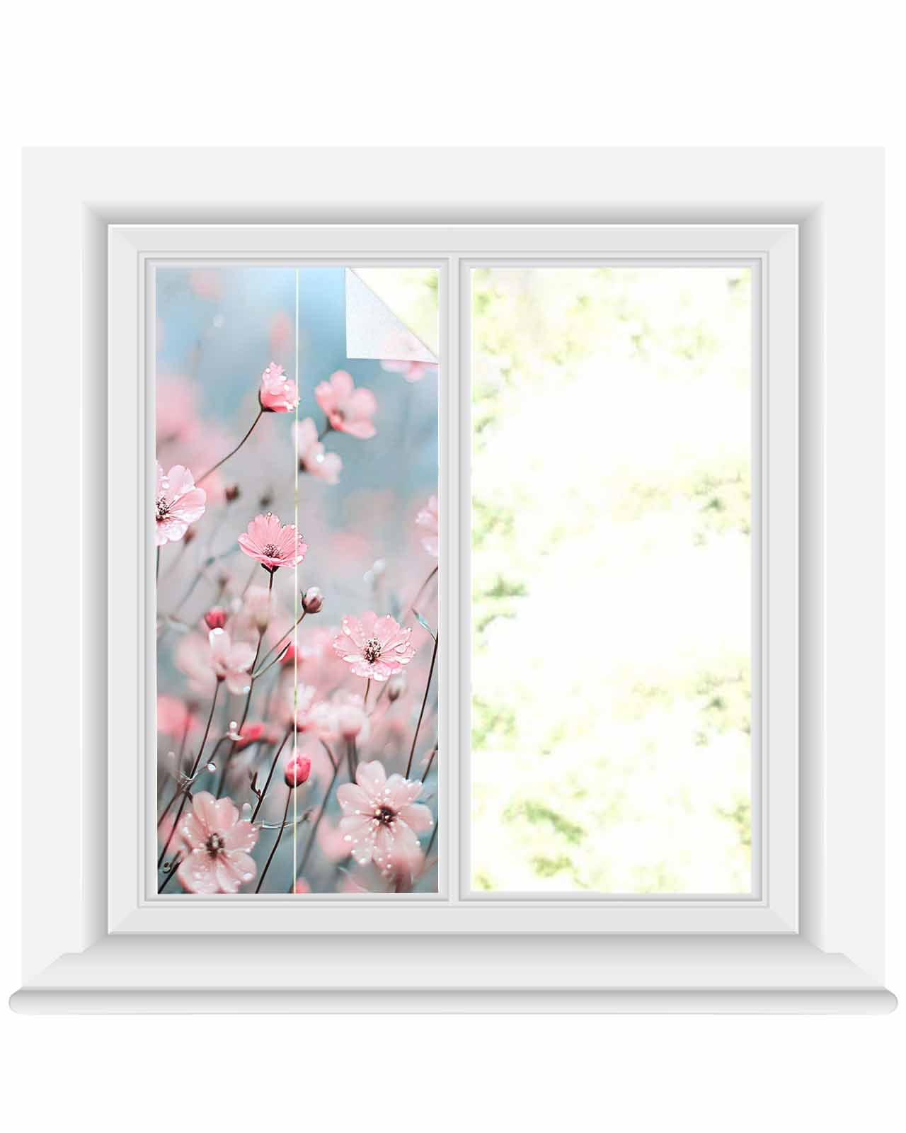 Window Privacy Film Pink Summer Spring Floral Stained Glass Window Film ...