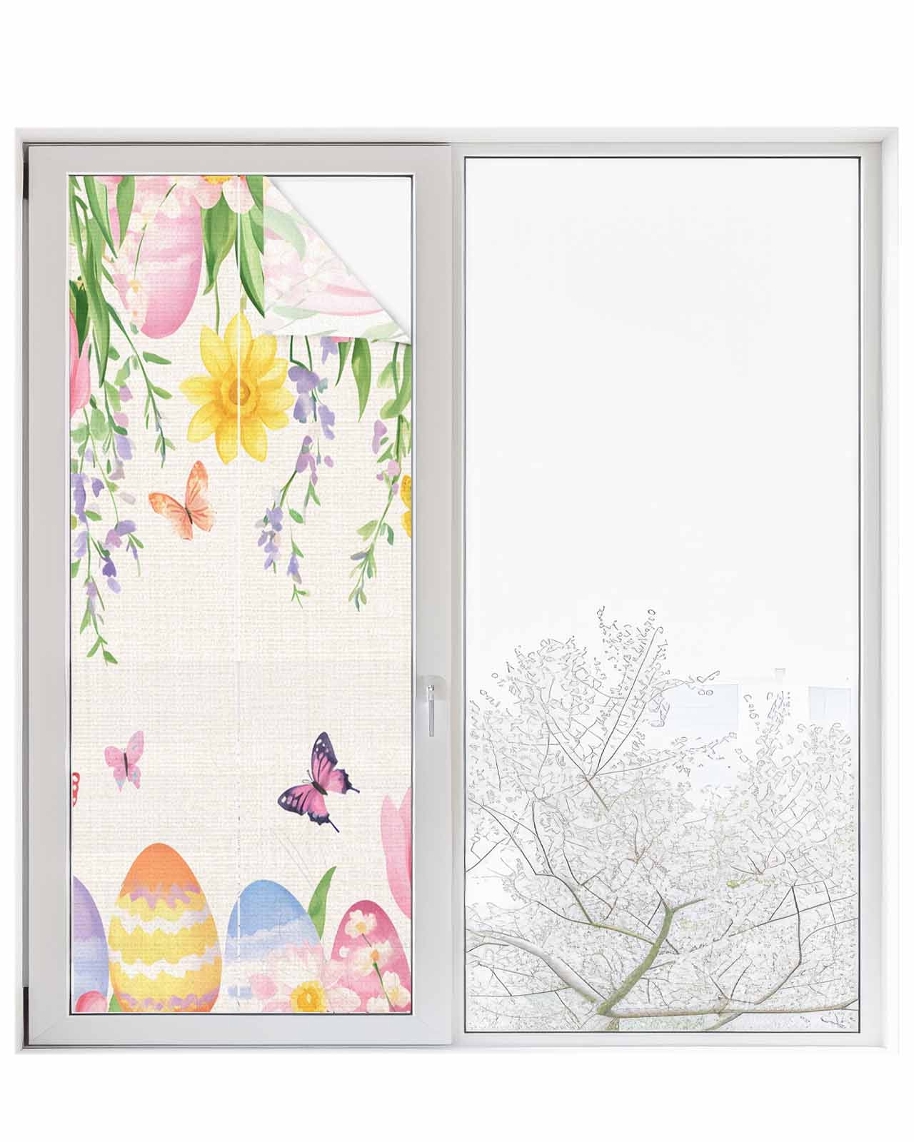 Window Privacy Film Pink Tulip Flower Easter Stained Glass Window Film ...