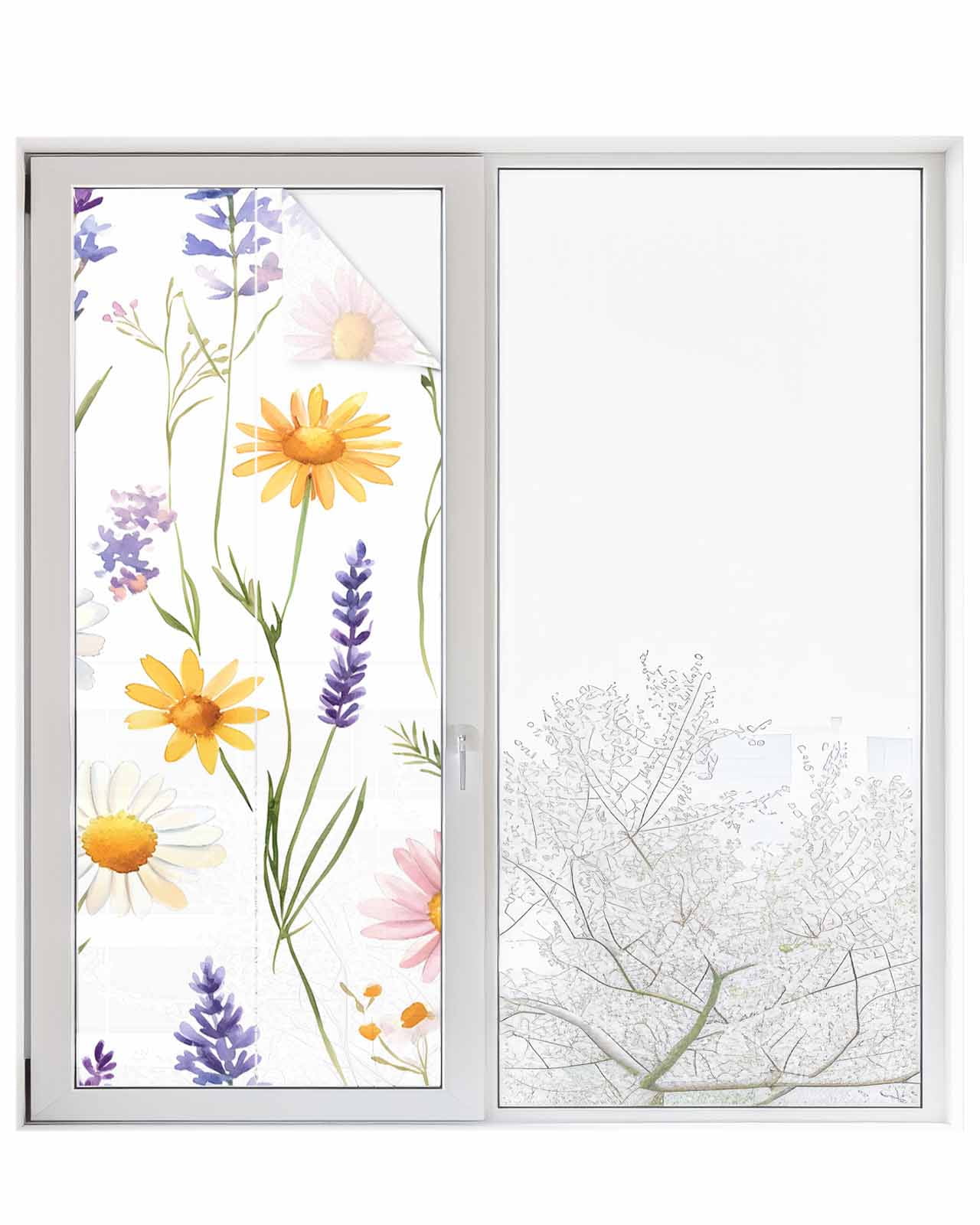 Window Privacy Film Pink Yellow Daisies Stained Glass Window Film ...