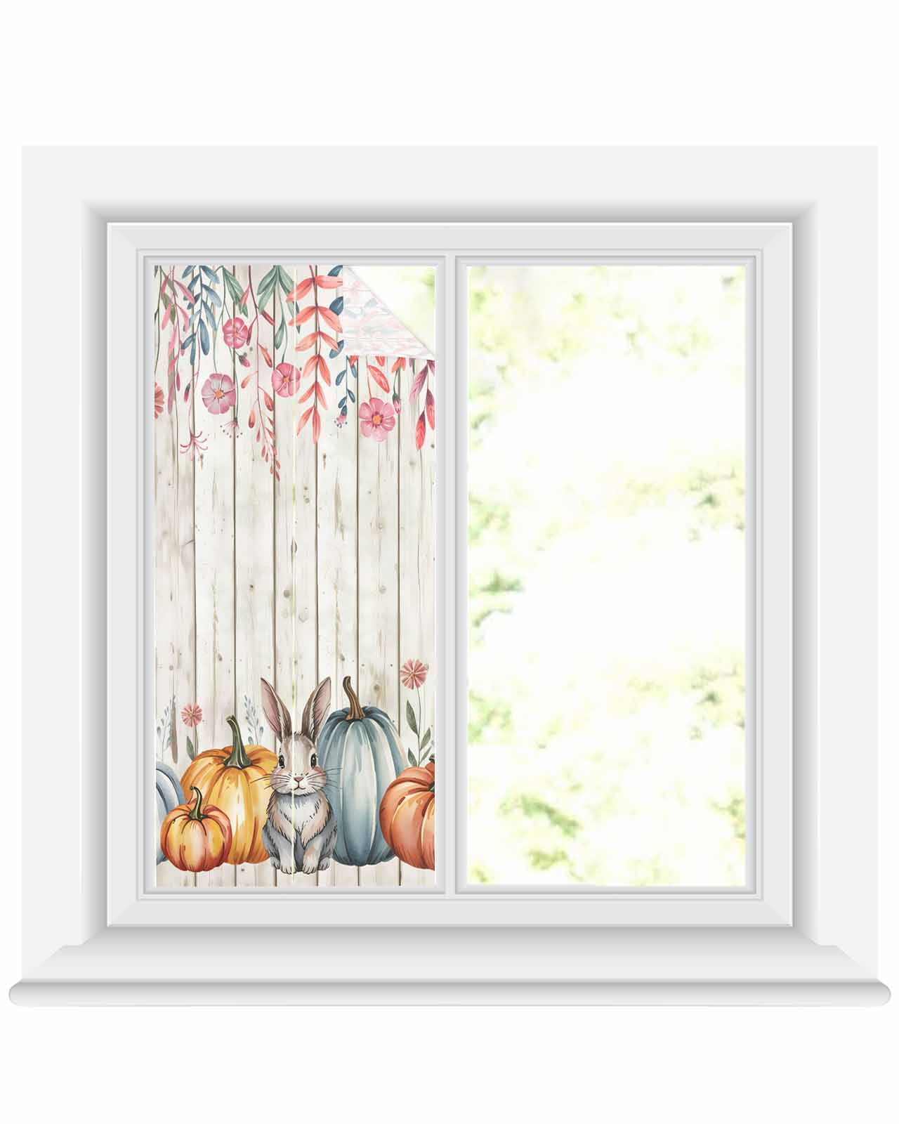 Window Privacy Film Pumpkins Spring Floral Stained Glass Window Film ...
