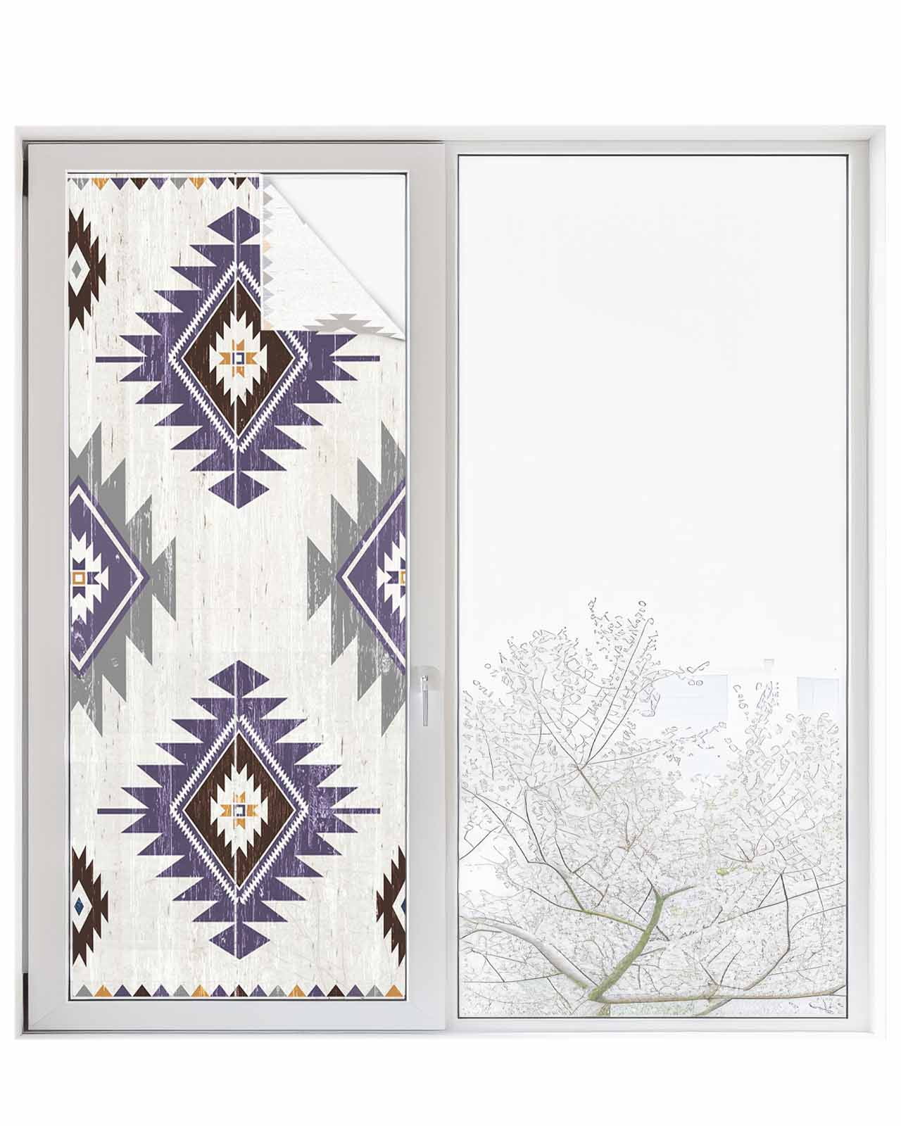 Window Privacy Film Purple Aztec Stained Glass Window Film Decorative ...