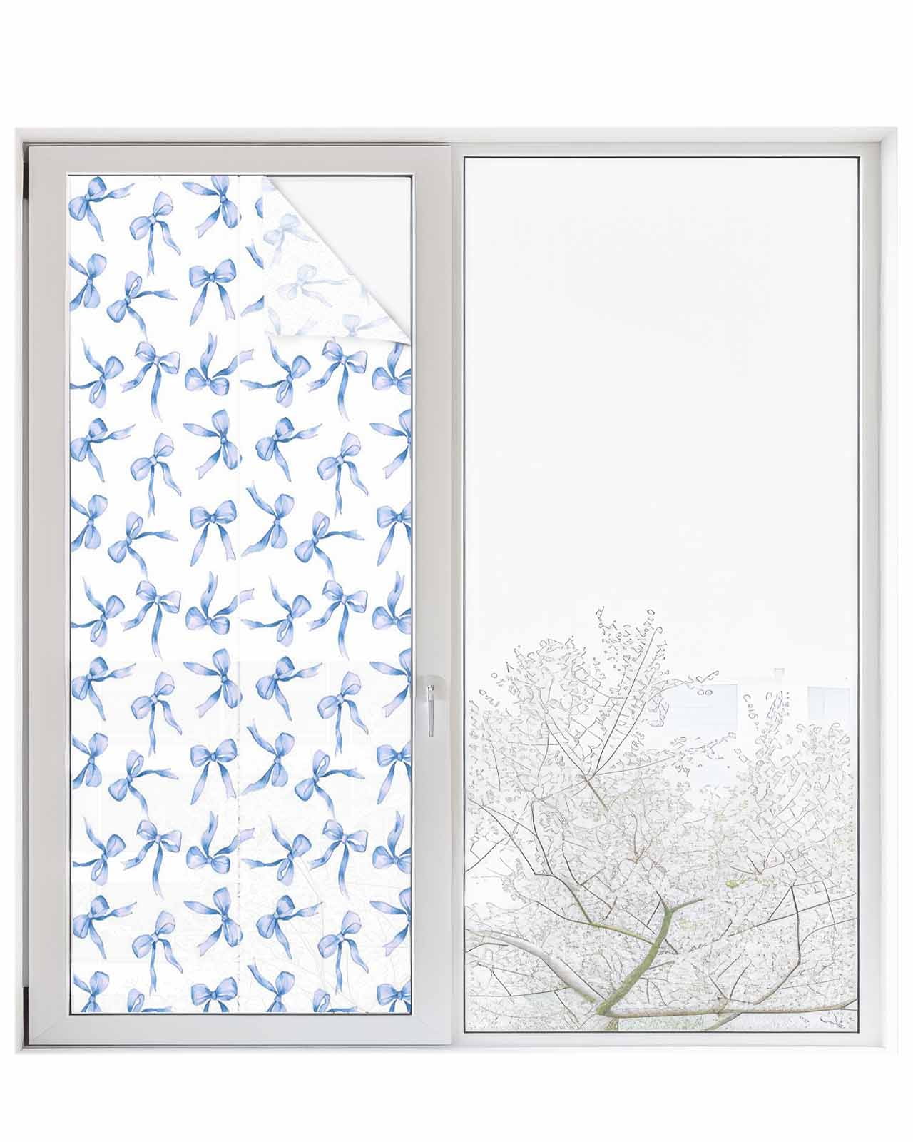 Window Privacy Film Purple Blue Bow Ribbon Stained Glass Window Film ...
