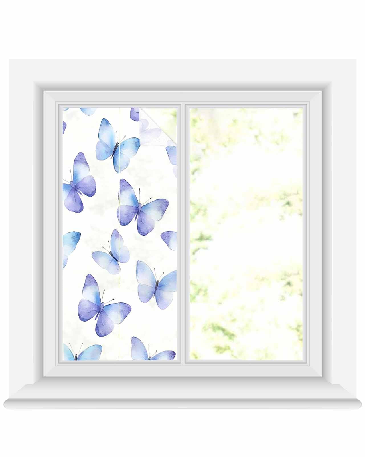 Window Privacy Film Purple Blue Butterfly Stained Glass Window Film ...