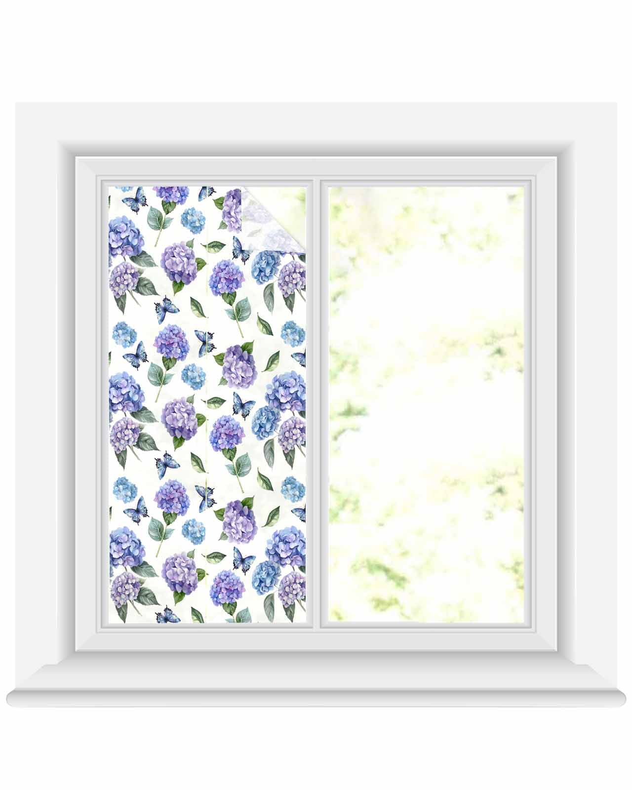 Window Privacy Film Purple Blue Hydrangea Stained Glass Window Film ...