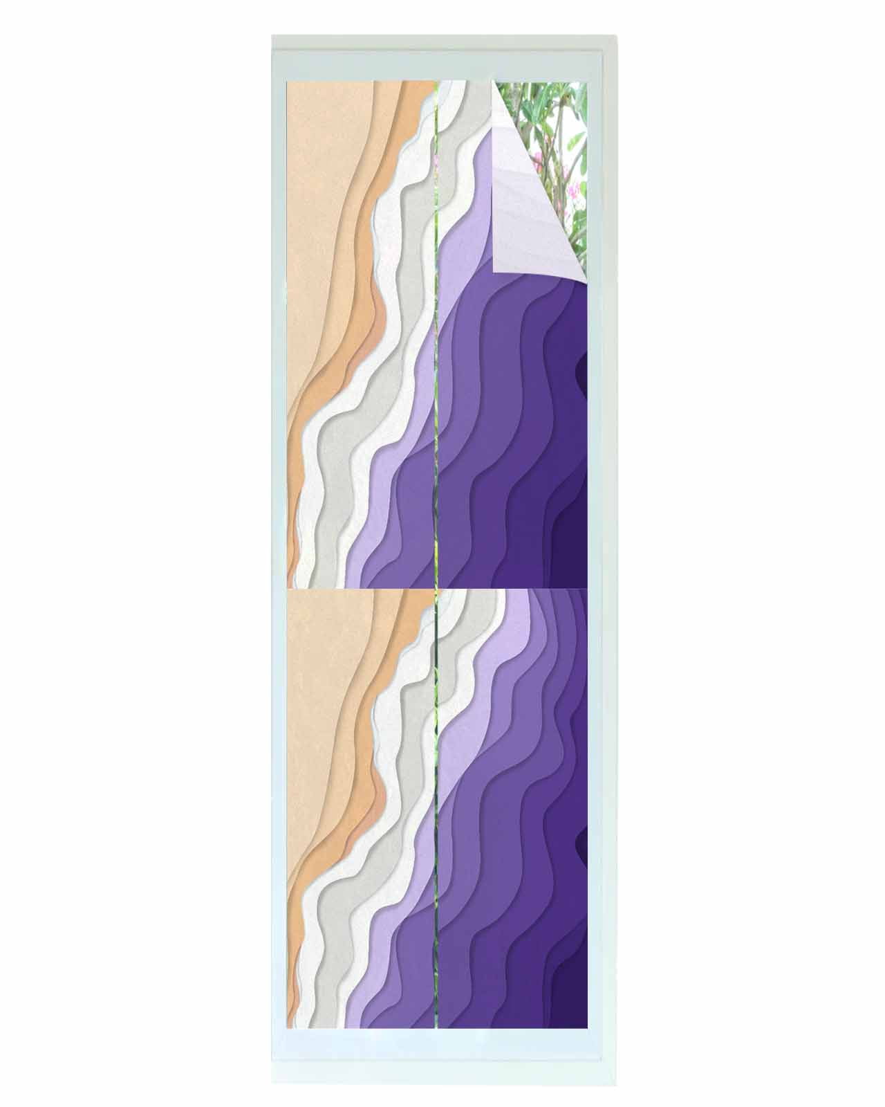 Window Privacy Film Purple Coastal Beach Stained Glass Window Film ...