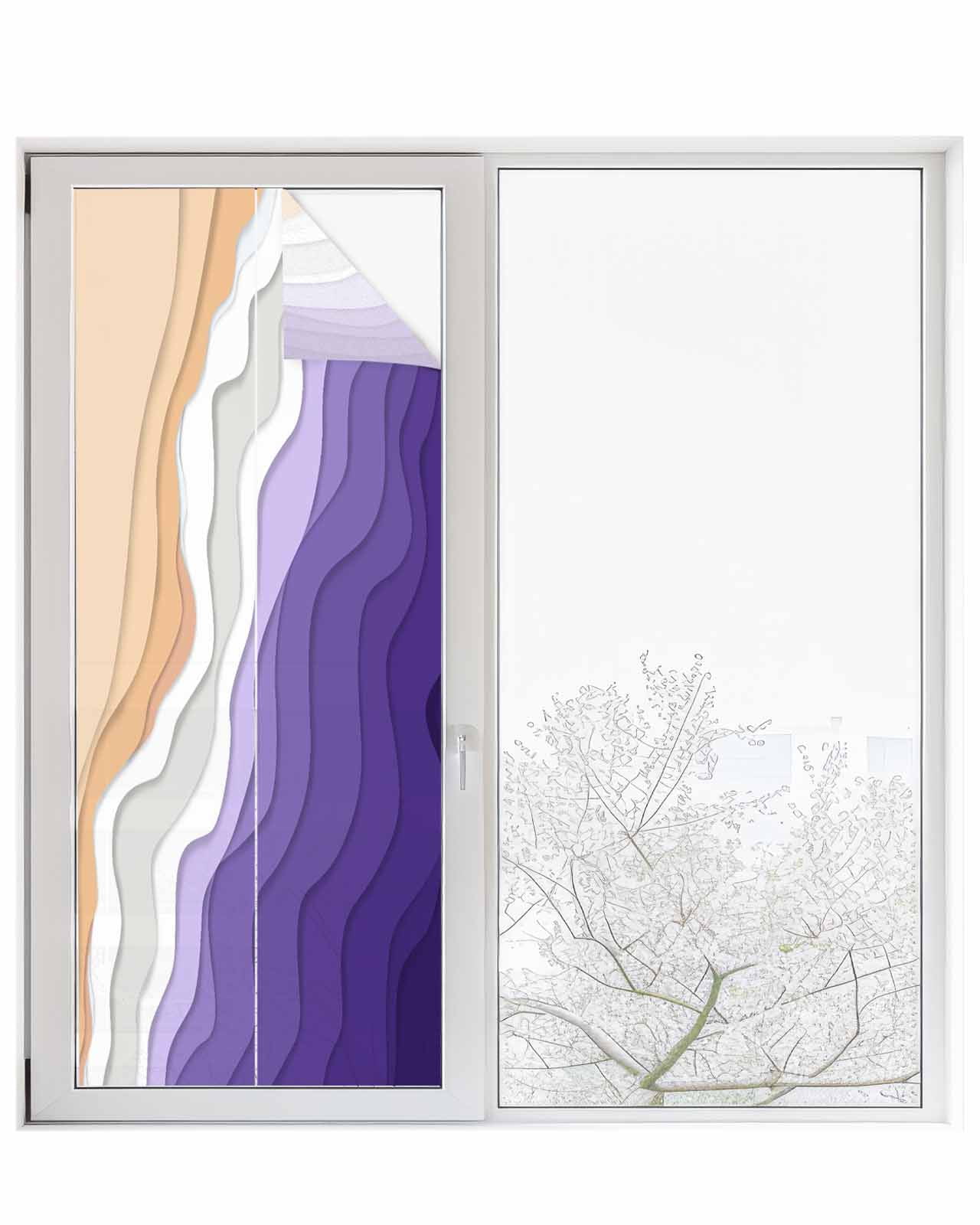 Window Privacy Film Purple Coastal Beach Stained Glass Window Film ...
