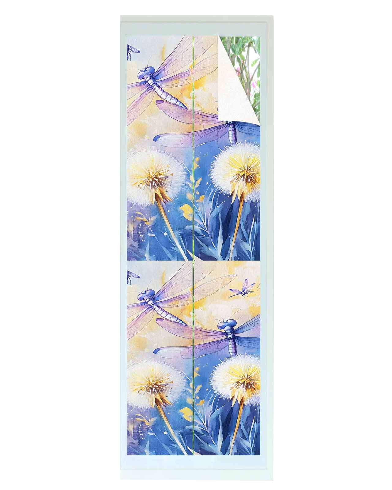 Window Privacy Film Purple Dragonfly Stained Glass Window Film ...