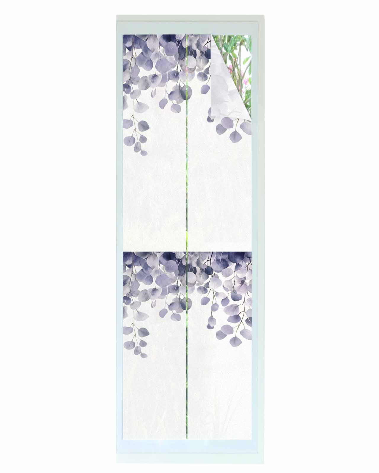 Window Privacy Film Purple Eucalyptus Leaves Stained Glass Window Film ...