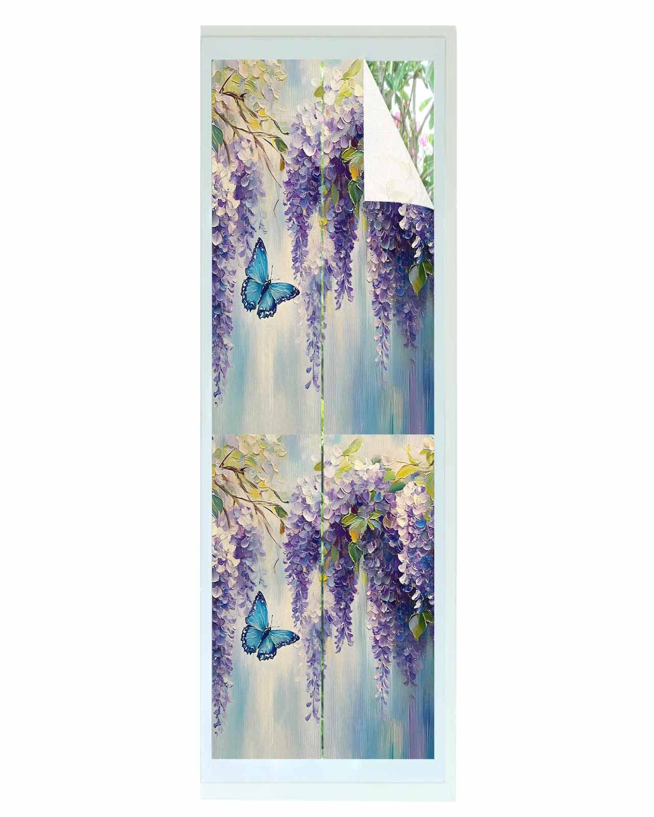 Window Privacy Film Purple Eucalyptus Stained Glass Window Film ...