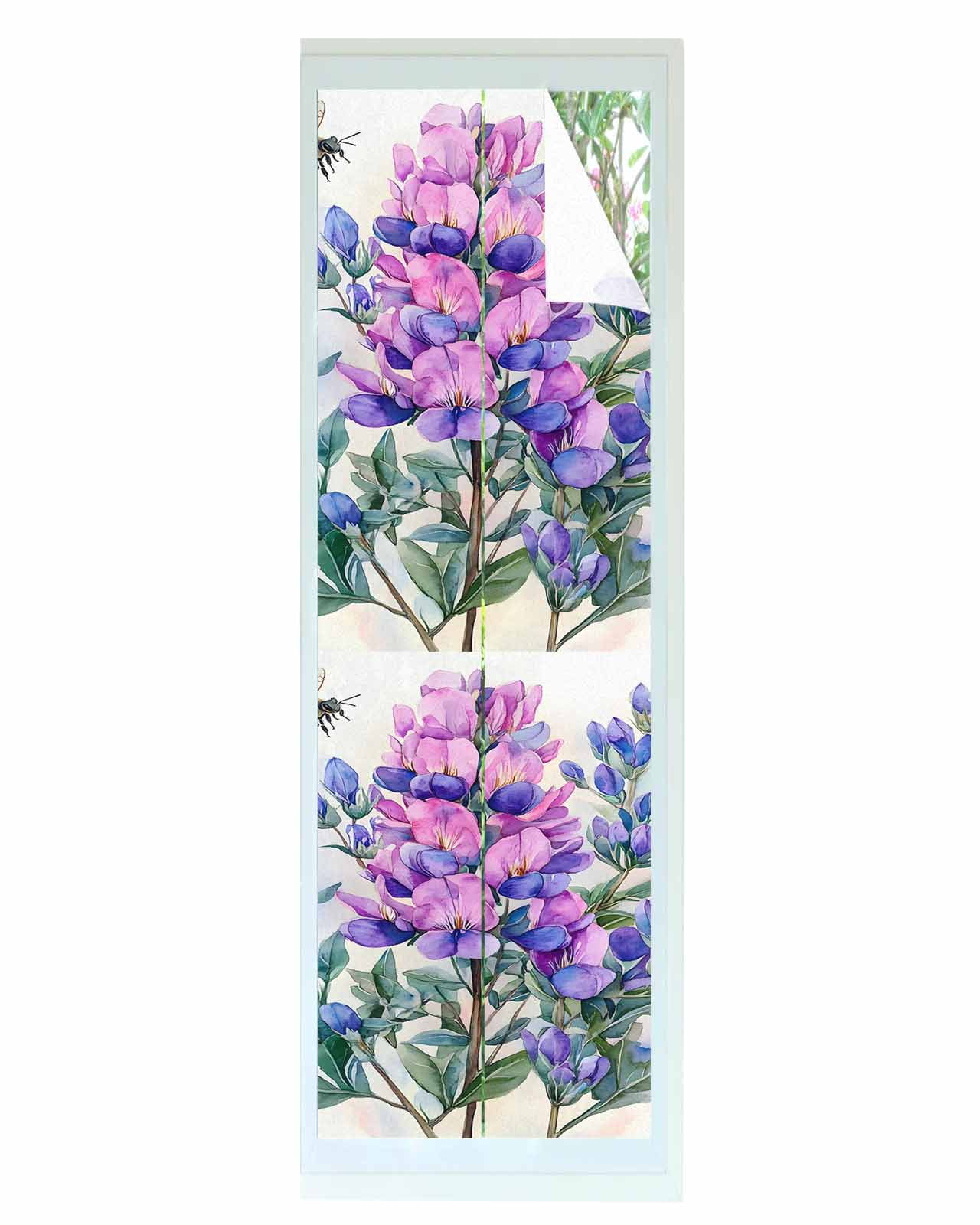 Window Privacy Film Purple Floral Stained Glass Window Film Decorative ...
