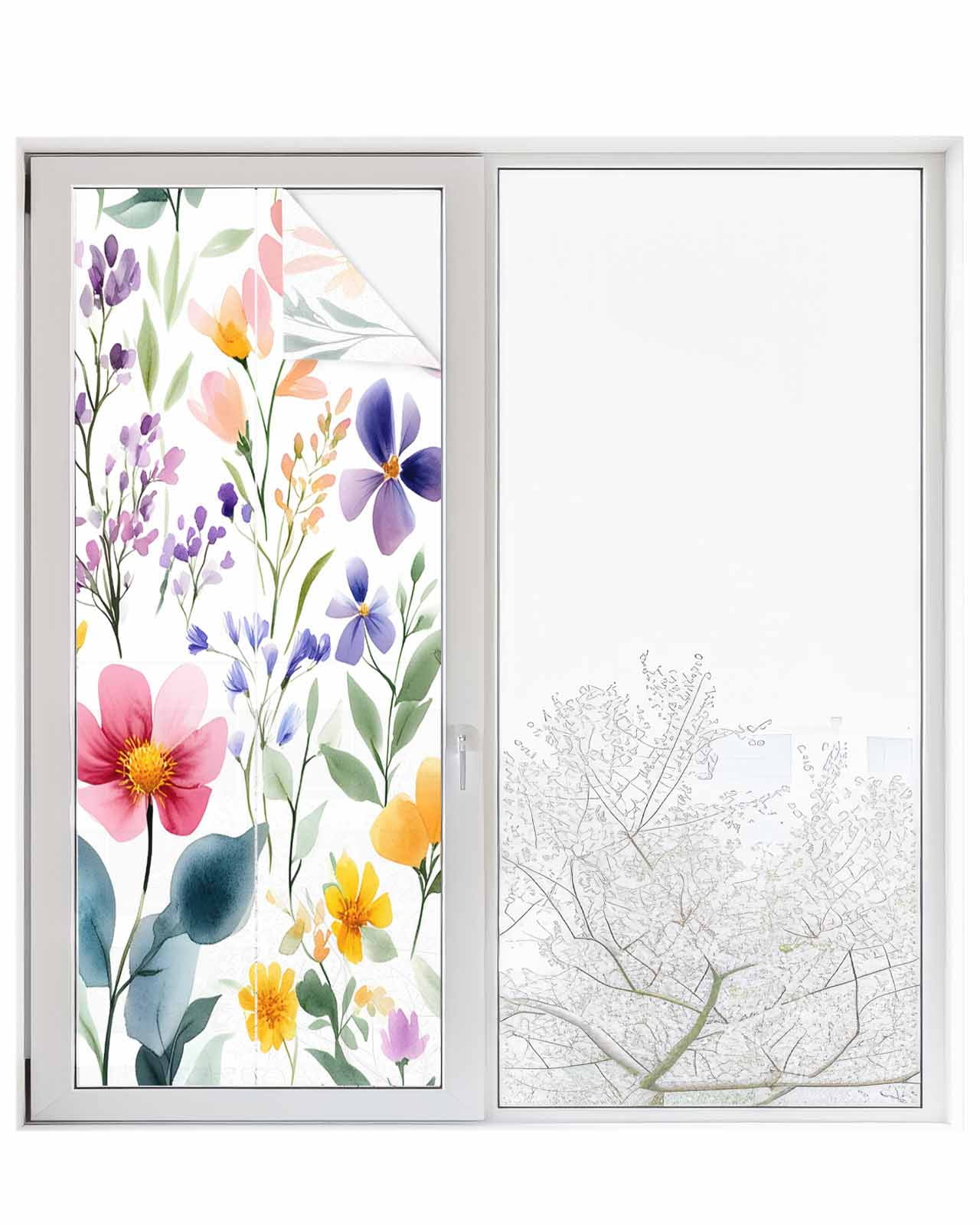 Window Privacy Film Purple Flower Stained Glass Window Film Decorative ...