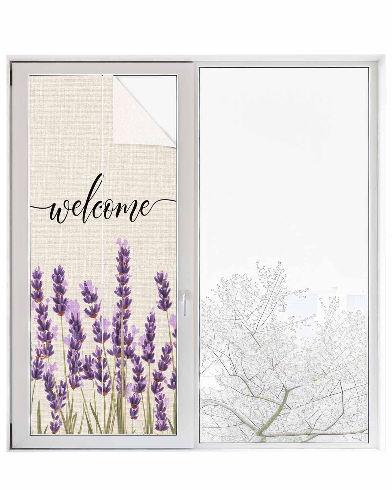 Window Privacy Film Purple Flower Stained Glass Window Film Decorative ...