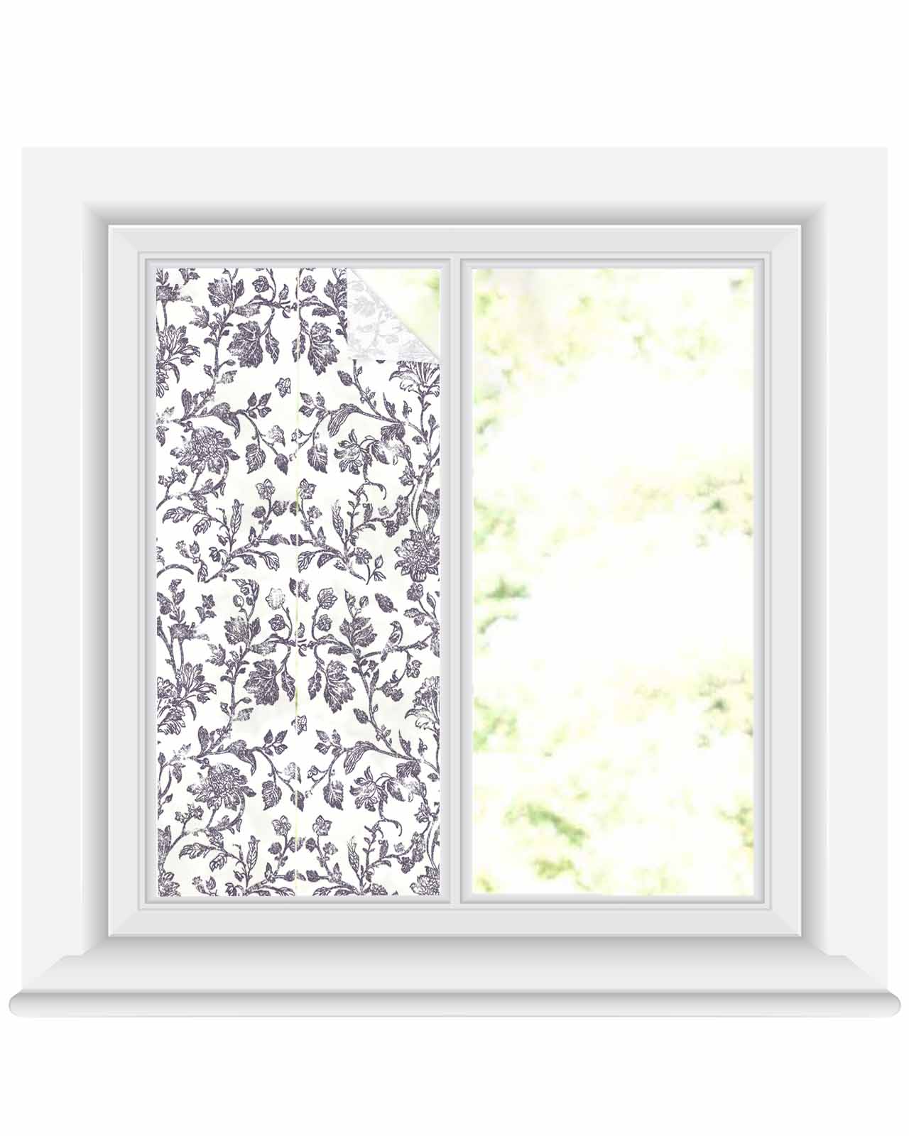 Window Privacy Film Purple Flowers Stained Glass Window Film Decorative ...