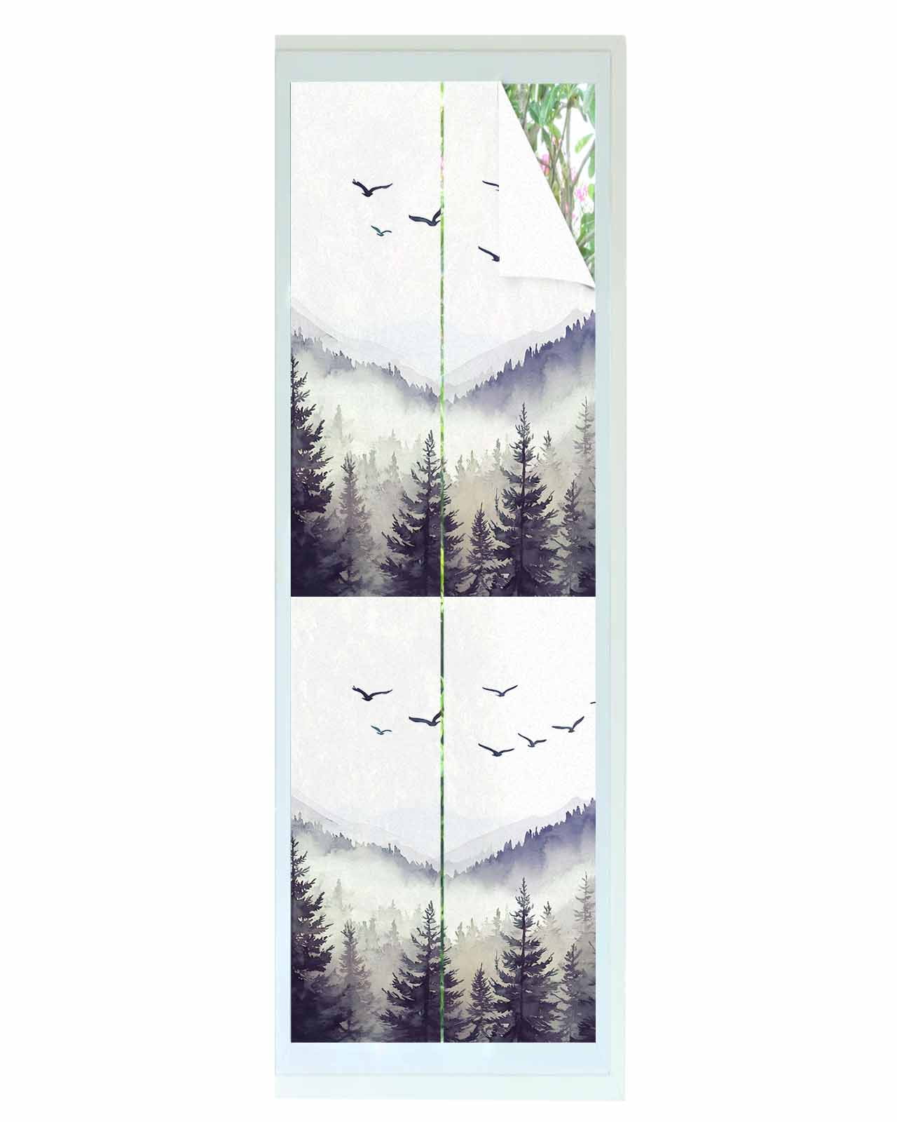 Window Privacy Film Purple Foggy Forest Stained Glass Window Film ...