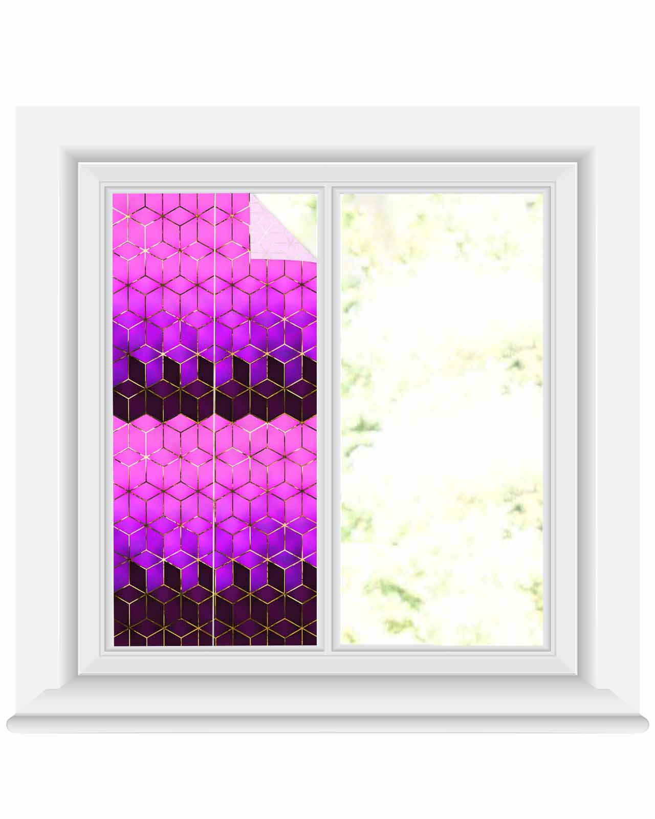 Window Privacy Film Purple Geometric Stained Glass Window Film ...