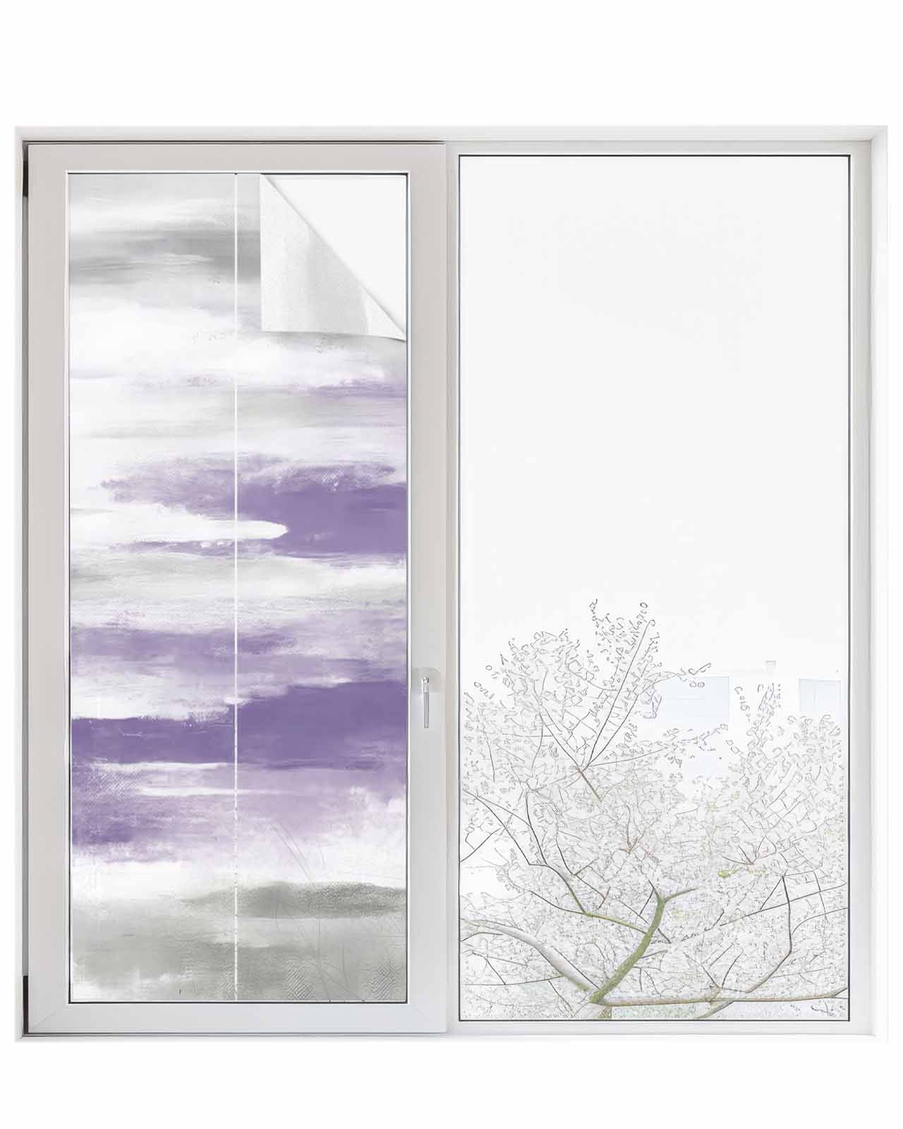 Window Privacy Film Purple Gray White Stained Glass Window Film ...