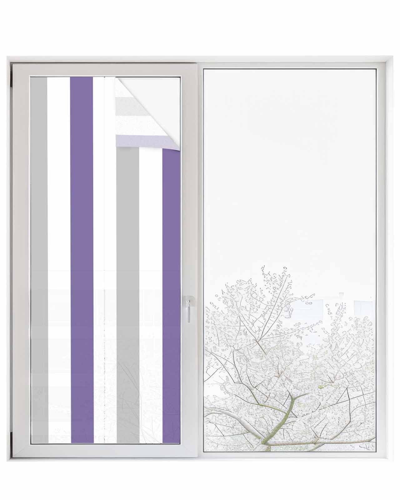 Window Privacy Film Purple Grey Striped Stained Glass Window Film ...
