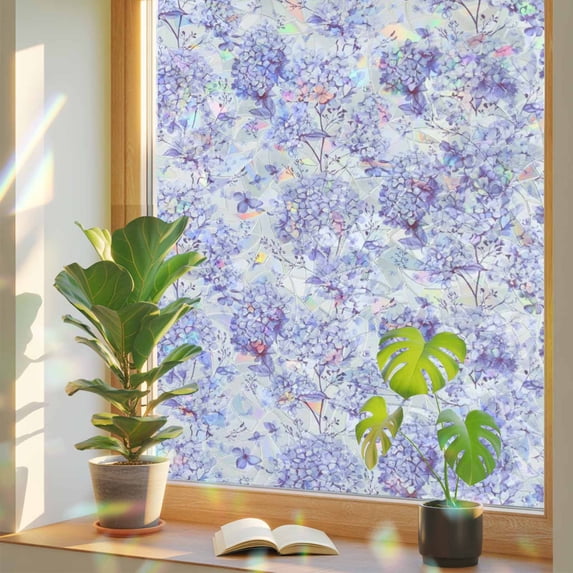Window Privacy Film Purple Hydrangea Stained Glass Window Film Spring ...