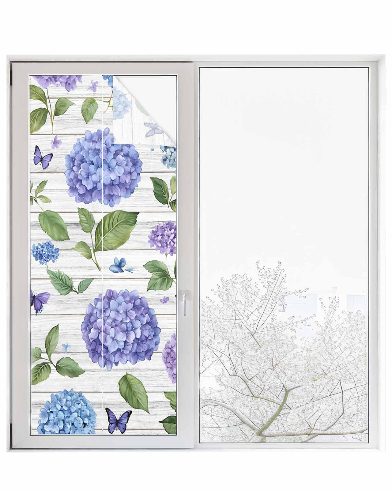 Window Privacy Film Purple Hydrangeas Stained Glass Window Film ...