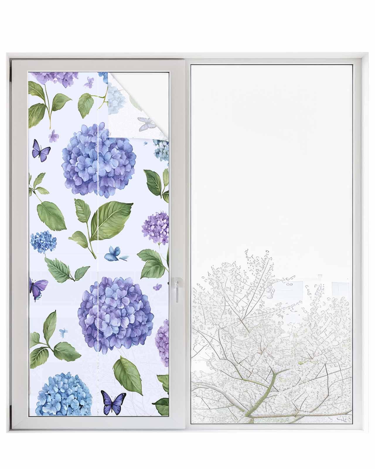 Window Privacy Film Purple Hydrangeas Stained Glass Window Film ...