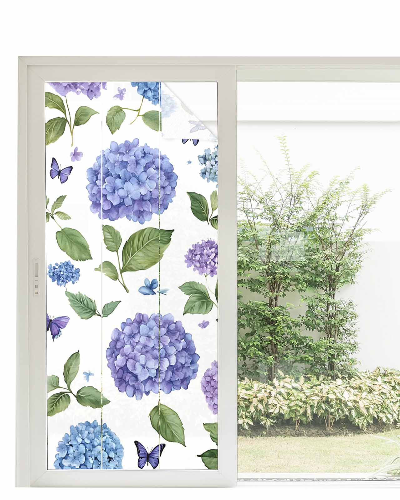Window Privacy Film Purple Hydrangeas Stained Glass Window Film ...